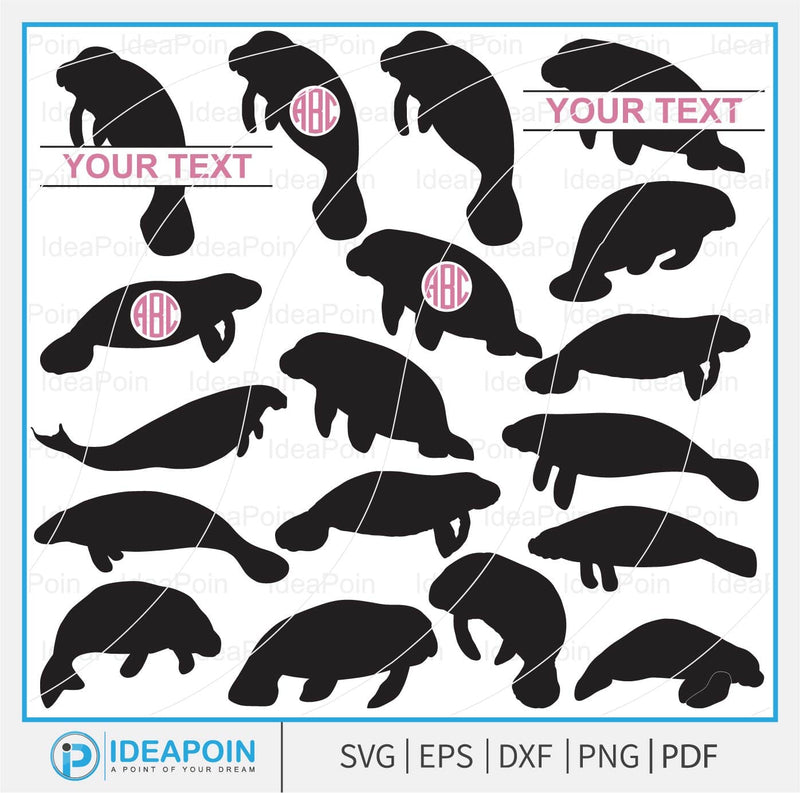 Manatee SVG Bundle, Manatee monogram, Manatee SVG File, Aquarium svg ...