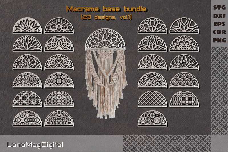 Mandala macrame base svg Macrame hanger svg Bow holder svg Macrame ...