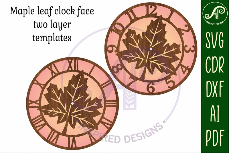 Maple leaf wall clock laser cut files, SVG file. - So Fontsy