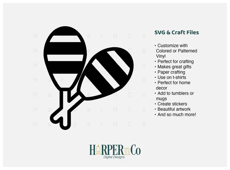 Maracas Outline 2 SVG PNG Cut EPS File - So Fontsy