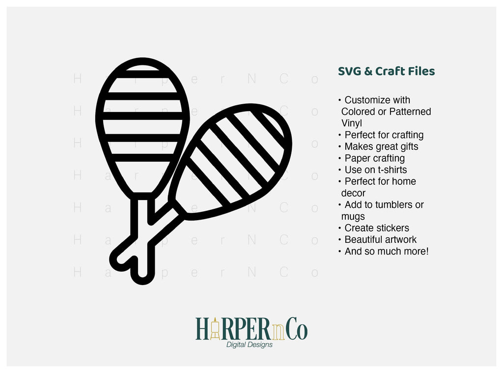 Maracas Outline SVG PNG Cut EPS File - So Fontsy