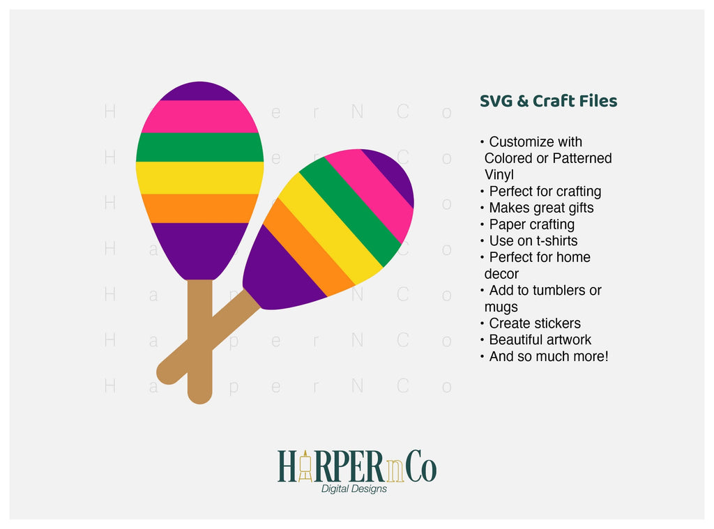 Maracas SVG PNG Cut EPS File - So Fontsy