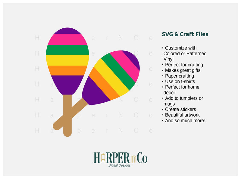 Maracas SVG PNG Cut EPS File - So Fontsy
