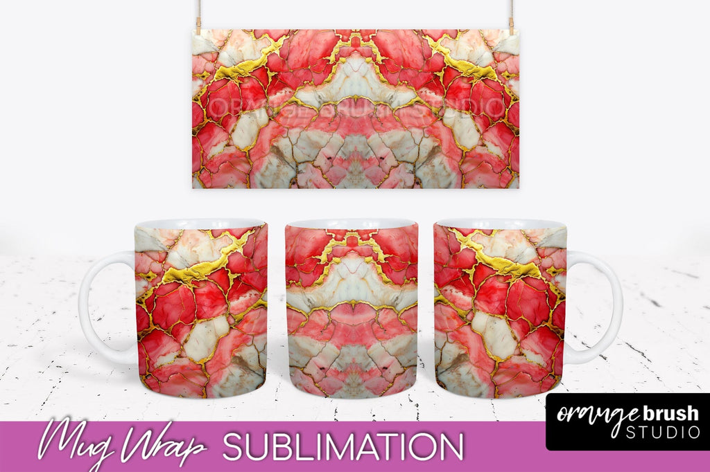 Marble Mug Wrap - 3D Marble Texture Mug Sublimation Design - So Fontsy