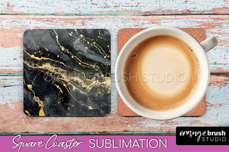Marble Texture Square Coaster Sublimation - Marble Coaster - So Fontsy
