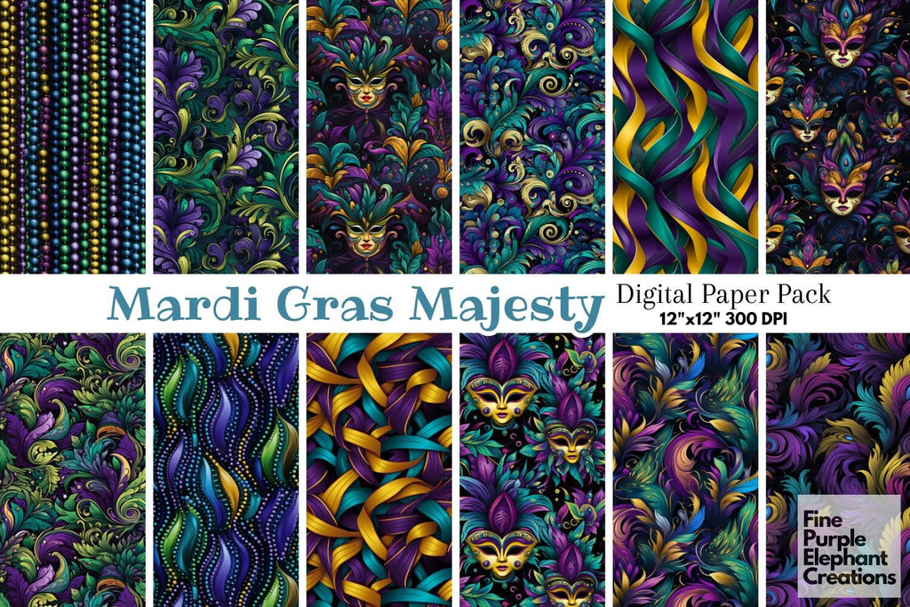 Mardi Gras Carnival Digital Paper | Brazilian Masquerade Fat Tuesday ...