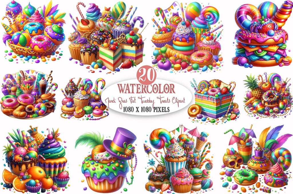 Mardi Gras Fat Tuesday Treats Clipart - So Fontsy