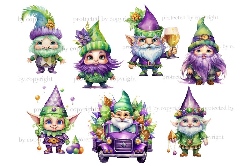 Mardi Gras Gnomes Clipart | Fat Tuesday PNG - So Fontsy