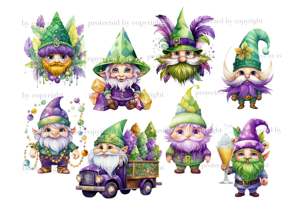 Mardi Gras Gnomes Clipart | Fat Tuesday PNG - So Fontsy