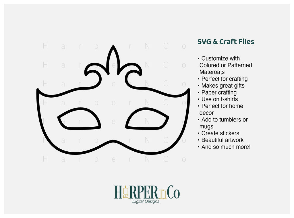 Mardi Gras Mask Outline SVG, PNG, 14 - So Fontsy