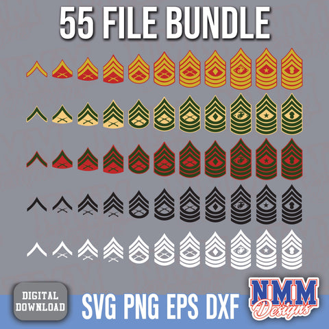 Marine Corps Rank Insignia Chevrons SVG Bundle – Digital Vector Files ...