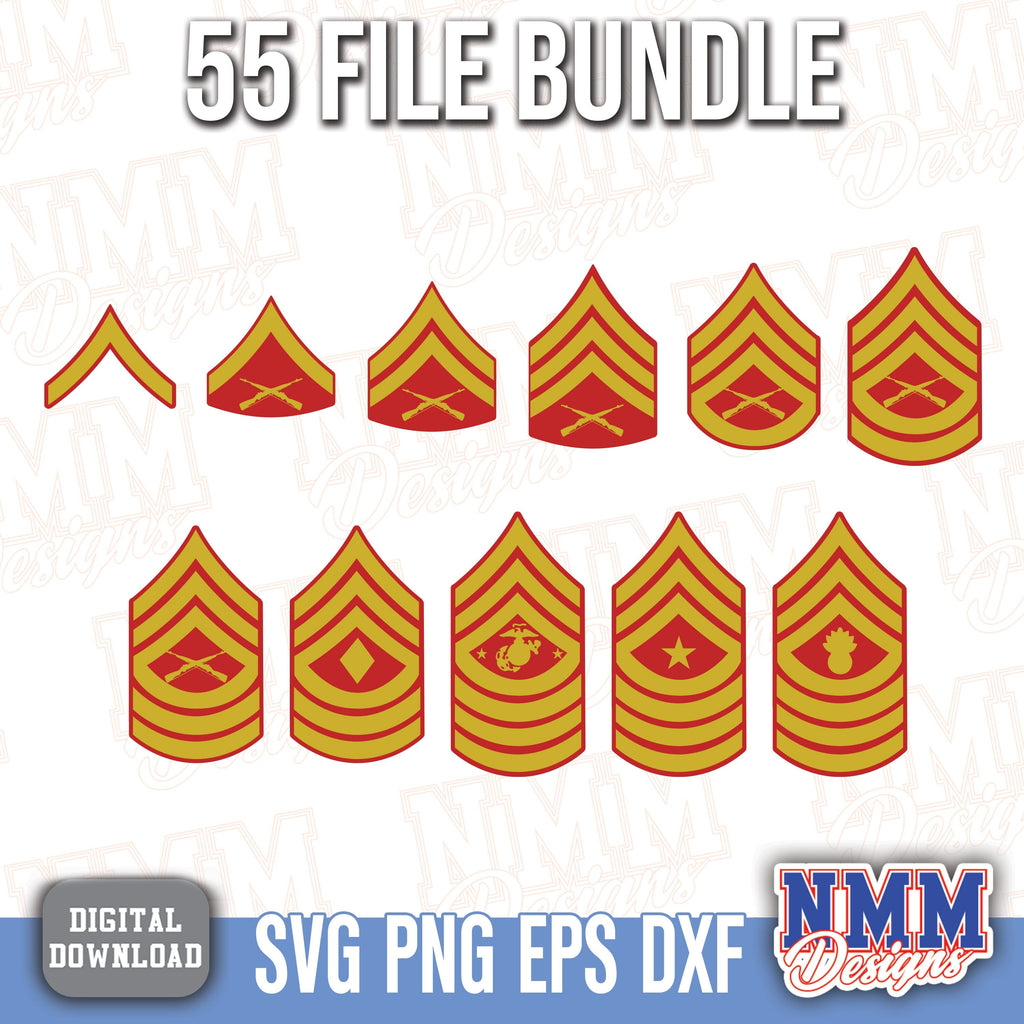 Marine Corps Rank Insignia Chevrons SVG Bundle – Digital Vector Files ...