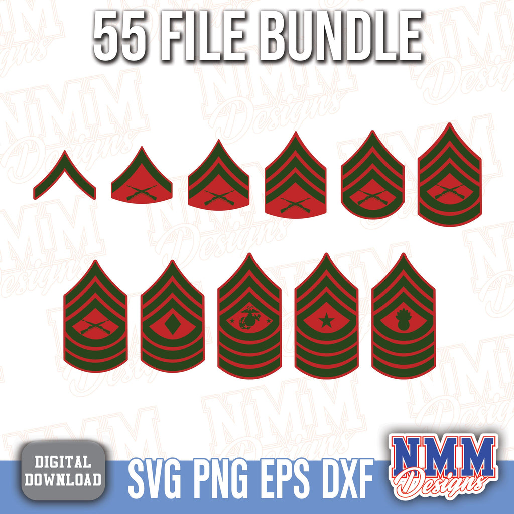 Marine Corps Rank Insignia Chevrons SVG Bundle – Digital Vector Files ...