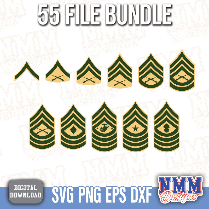 Marine Corps Rank Insignia Chevrons SVG Bundle – Digital Vector Files ...