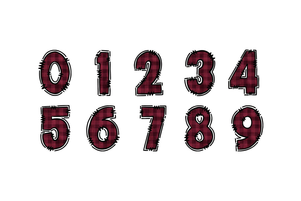 Maroon Plaid Alphabet Doodle Letters PNG - So Fontsy