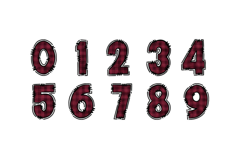 Maroon Plaid Alphabet Doodle Letters PNG - So Fontsy