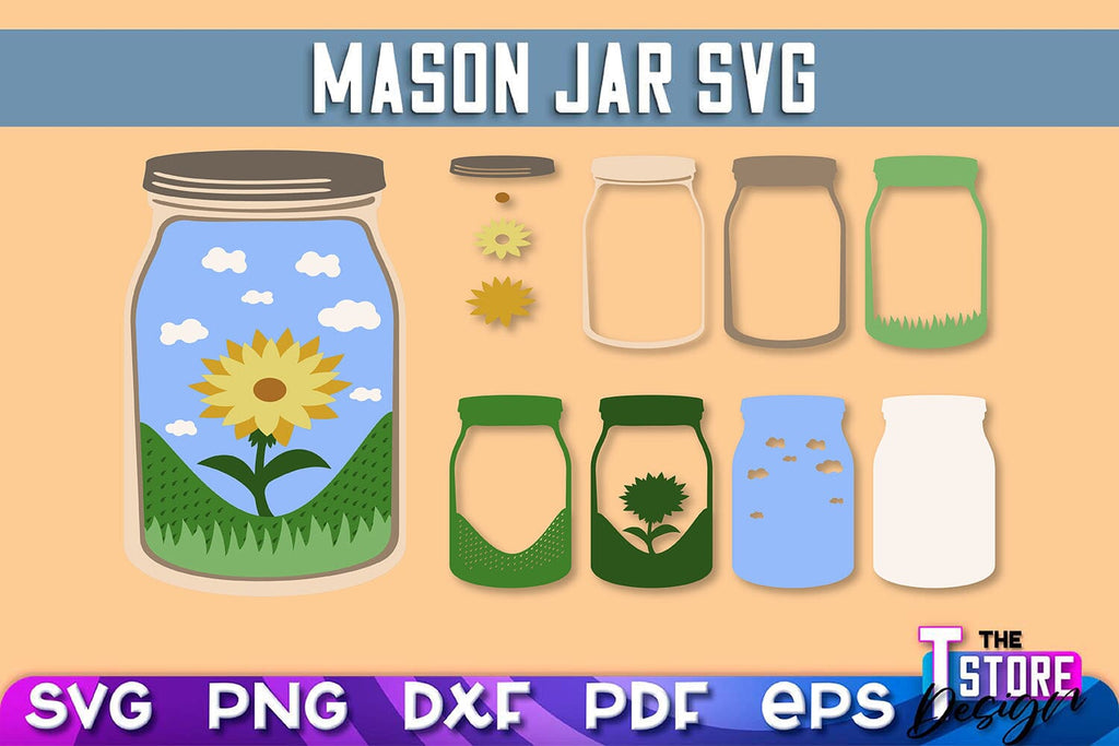Mason Jar SVG | Kitchen Design | 3D Paper Mason Jar - So Fontsy