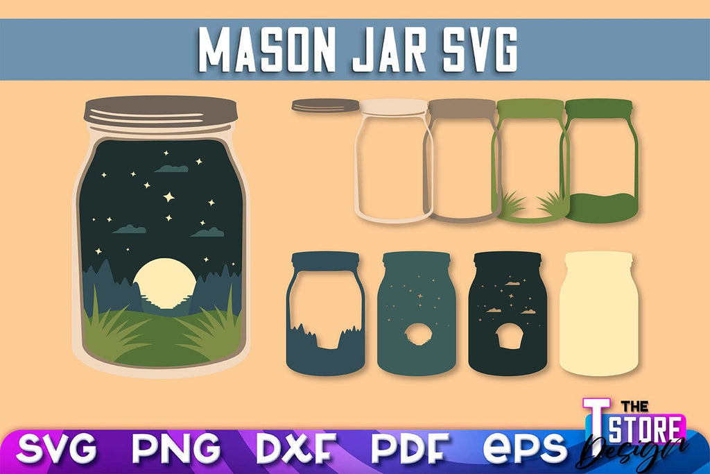 Mason Jar SVG | Kitchen Design | 3D Paper Mason Jar - So Fontsy