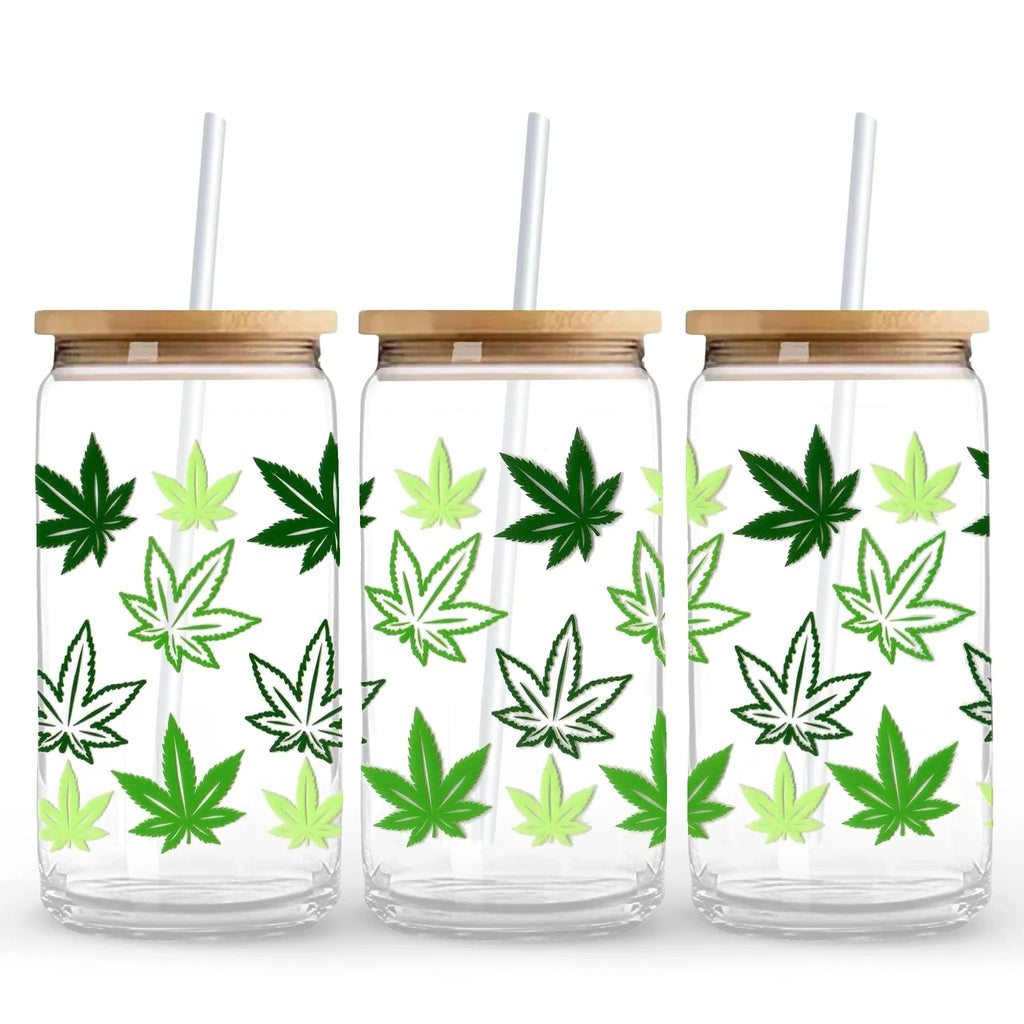 Cannabis Leaves 9.7 x 4.3 UV Wrap Only (Cup NOT Included) - So Fontsy