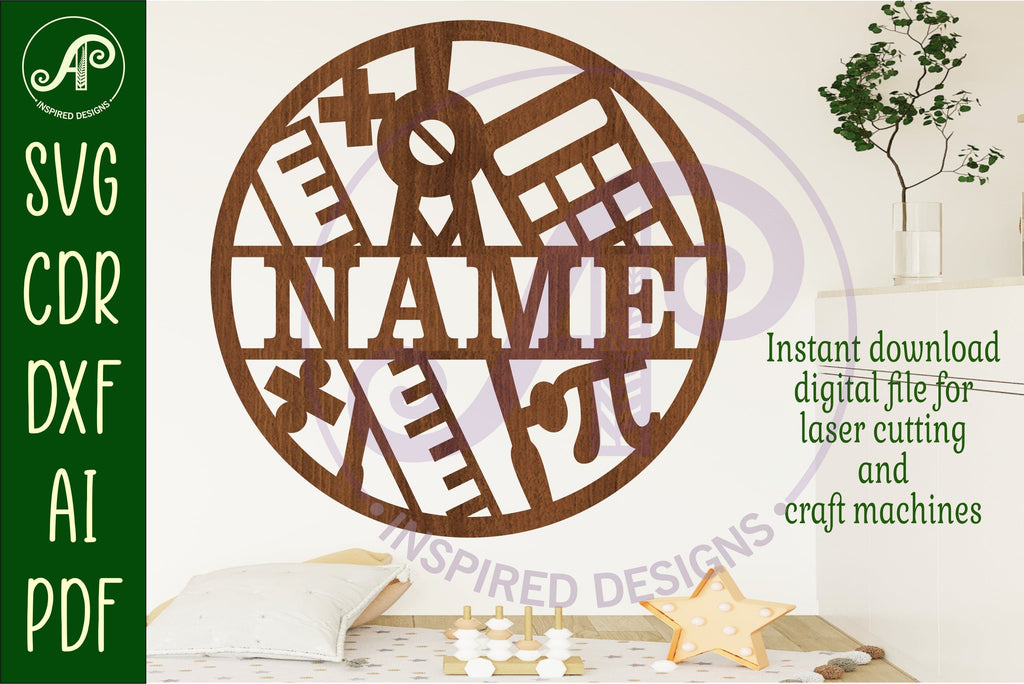 Math room name wall art sign, SVG personalized - So Fontsy