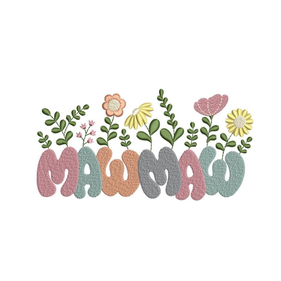 Mawmaw Flower Embroidery Design, 3 sizes, Instant Download - So Fontsy