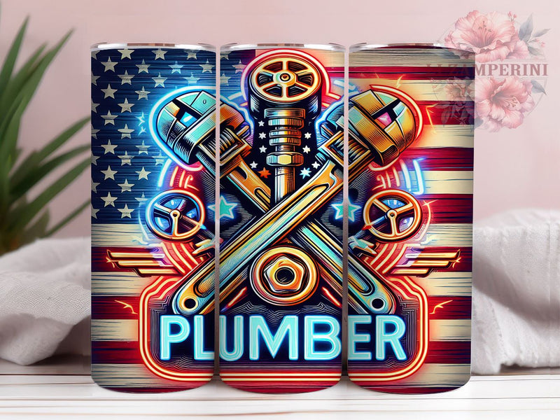 Mechanic Tool Plumber US Flag 20oz Tumbler Wrap PNG, American Flag ...