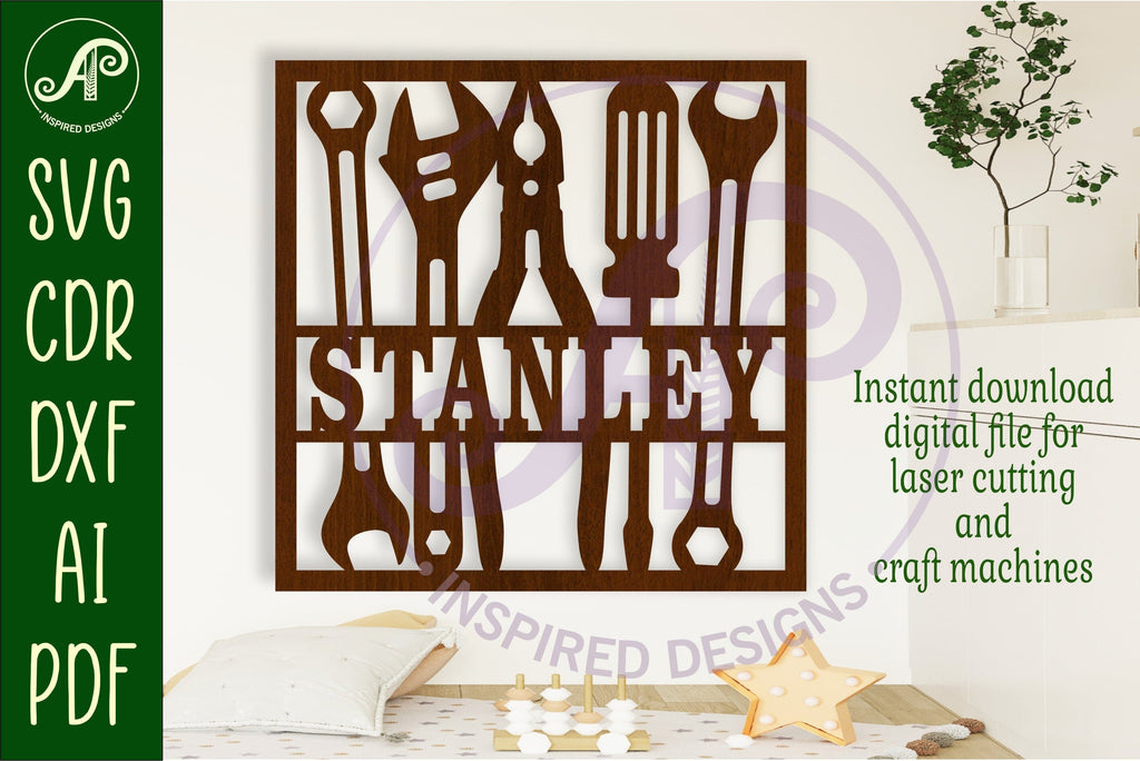 Mechanics tools square named wall sign or card topper svg - So Fontsy