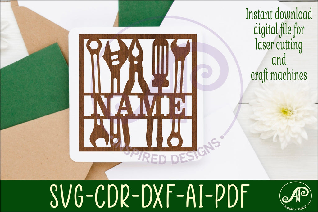 Mechanics tools square named wall sign or card topper svg - So Fontsy