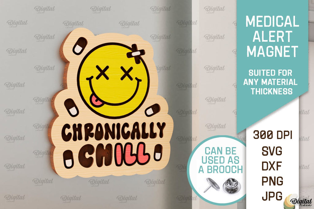 Medical Alert Magnet Laser Cut. Wooden Magnet SVG - So Fontsy