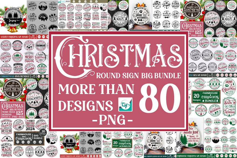Mega Christmas Round Sign SVG Bundle, Christmas Big Bundle, SVGs, Food ...