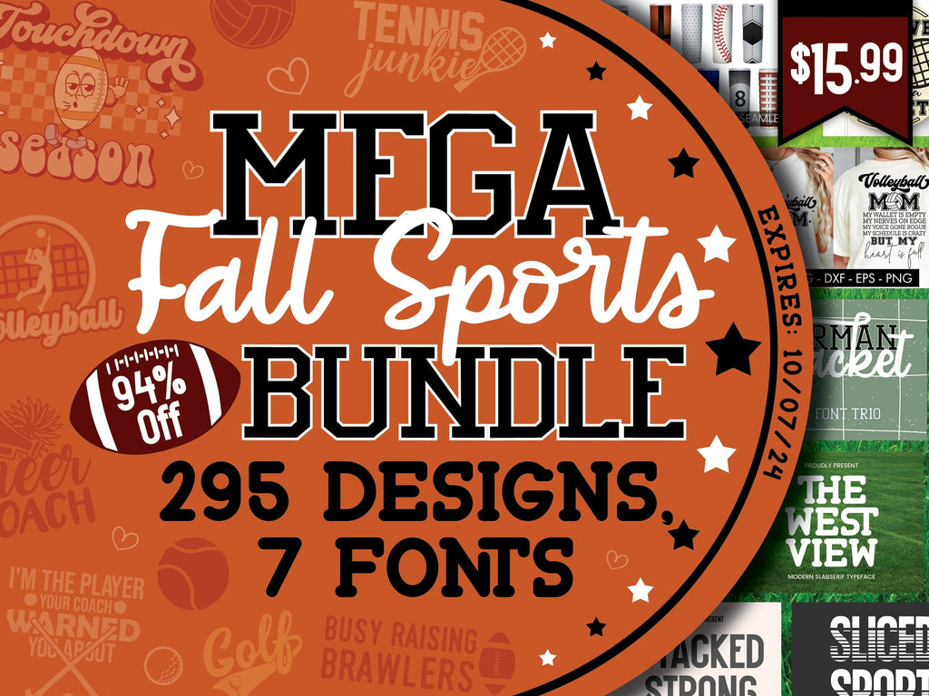 Mega Fall Sports Bundle featuring football, cheer, volleyball, soccer ...