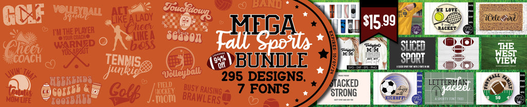Mega Fall Sports Bundle featuring football, cheer, volleyball, soccer ...