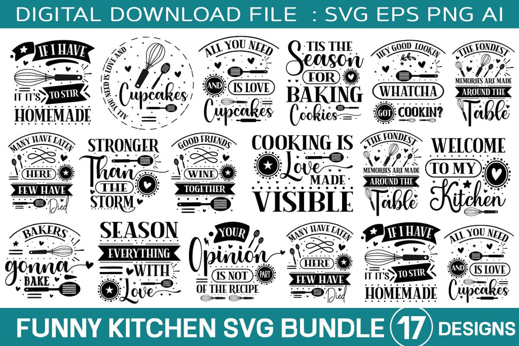 Mega Funny kitchen Quotes Svg Bundle ,SVGs,Quotes and Sayings,Food ...
