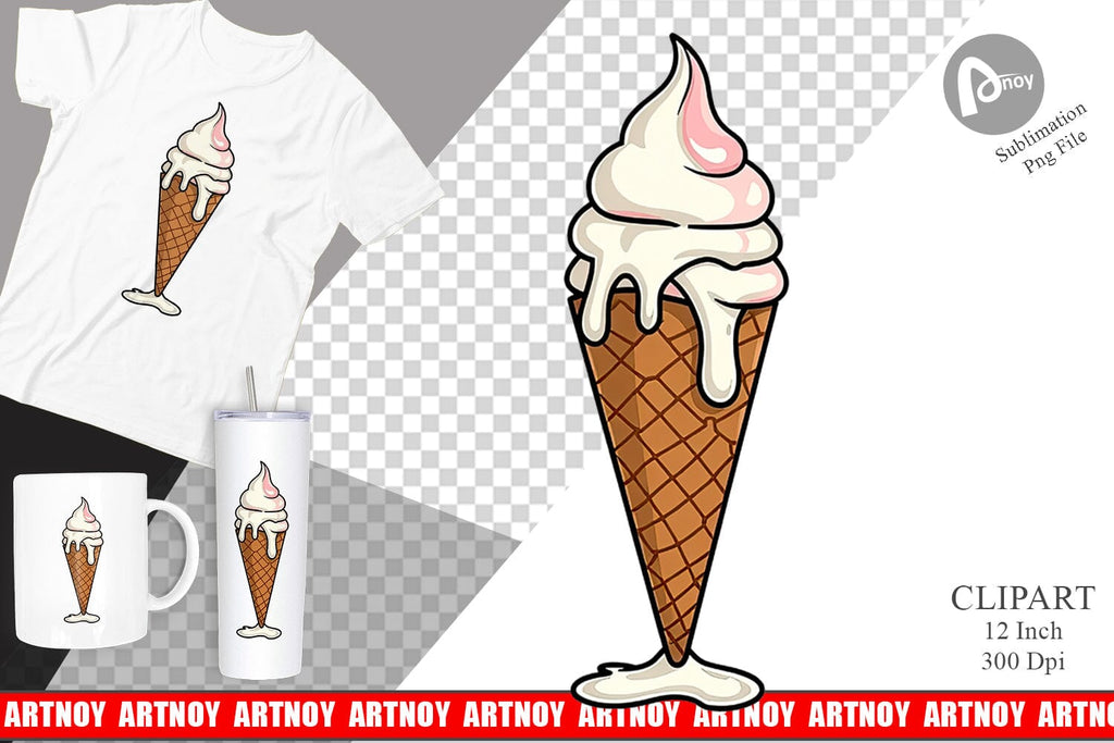 Melty Ice Cream Clipart - So Fontsy