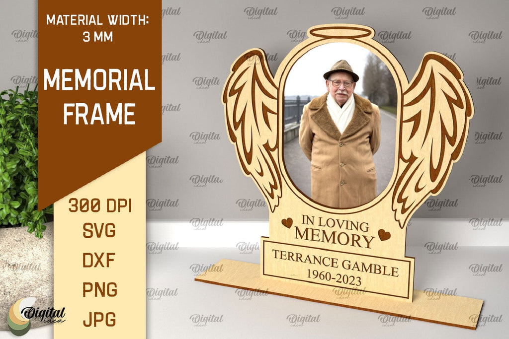 Memorial Frame Laser Cut. Personalized Memorial Frame SVG - So Fontsy