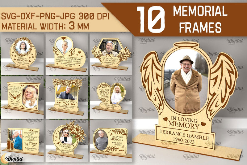 Memorial Frames Laser Cut Bundle. Personalized Memorial Frames SVG - So ...