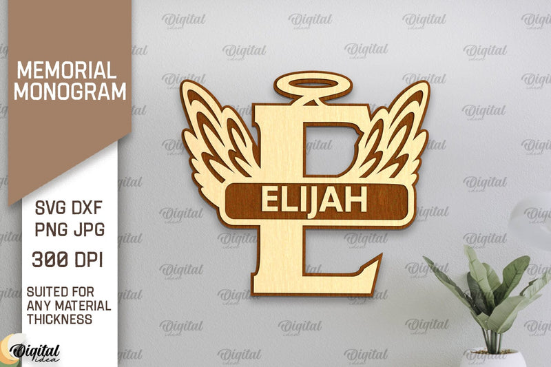 Memorial Split Letter Name Monogram Laser Cut. Letter E SVG - So Fontsy