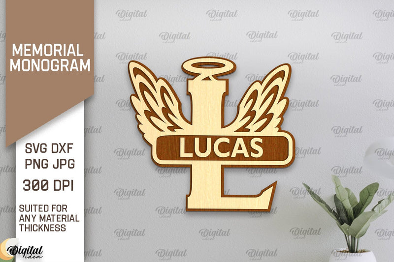 Memorial Split Letter Name Monogram Laser Cut. Letter L SVG - So Fontsy