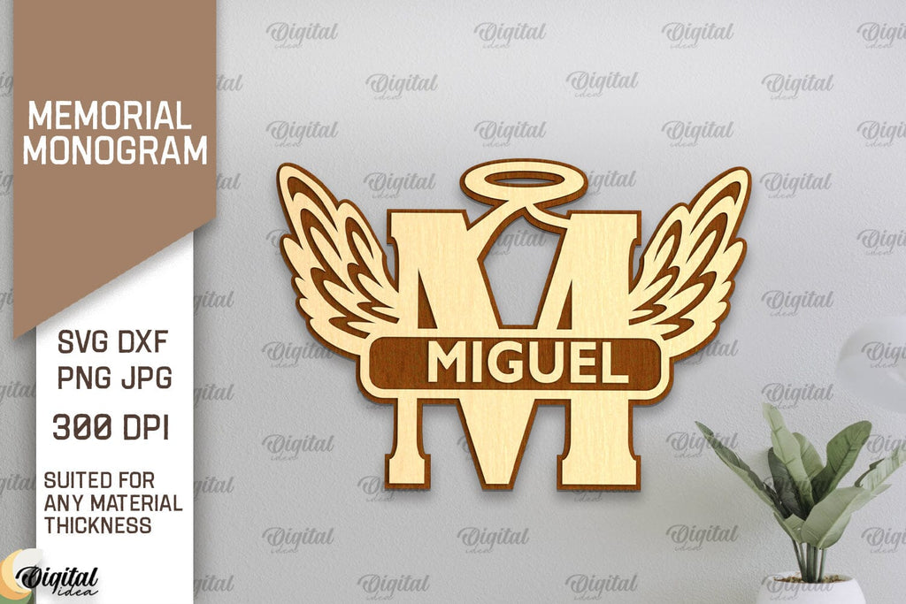 Memorial Split Letter Name Monogram Laser Cut. Letter M SVG - So Fontsy