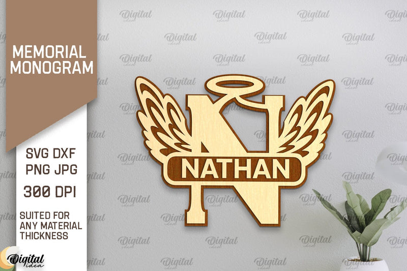 Memorial Split Letter Name Monogram Laser Cut. Letter N SVG - So Fontsy