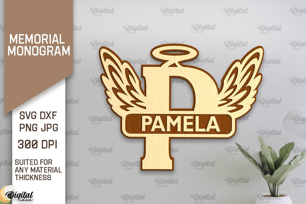 Memorial Split Letter Name Monogram Laser Cut. Letter P SVG - So Fontsy