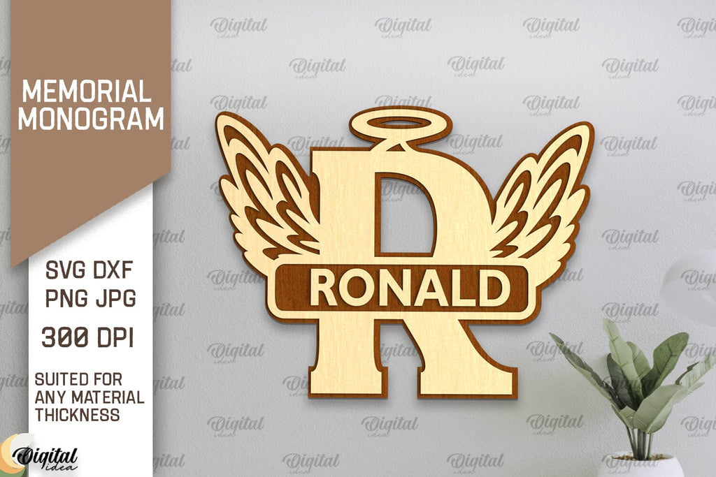 Memorial Split Letter Name Monogram Laser Cut. Letter R SVG - So Fontsy
