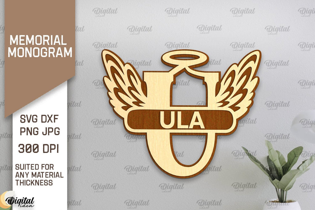 Memorial Split Letter Name Monogram Laser Cut. Letter U SVG - So Fontsy