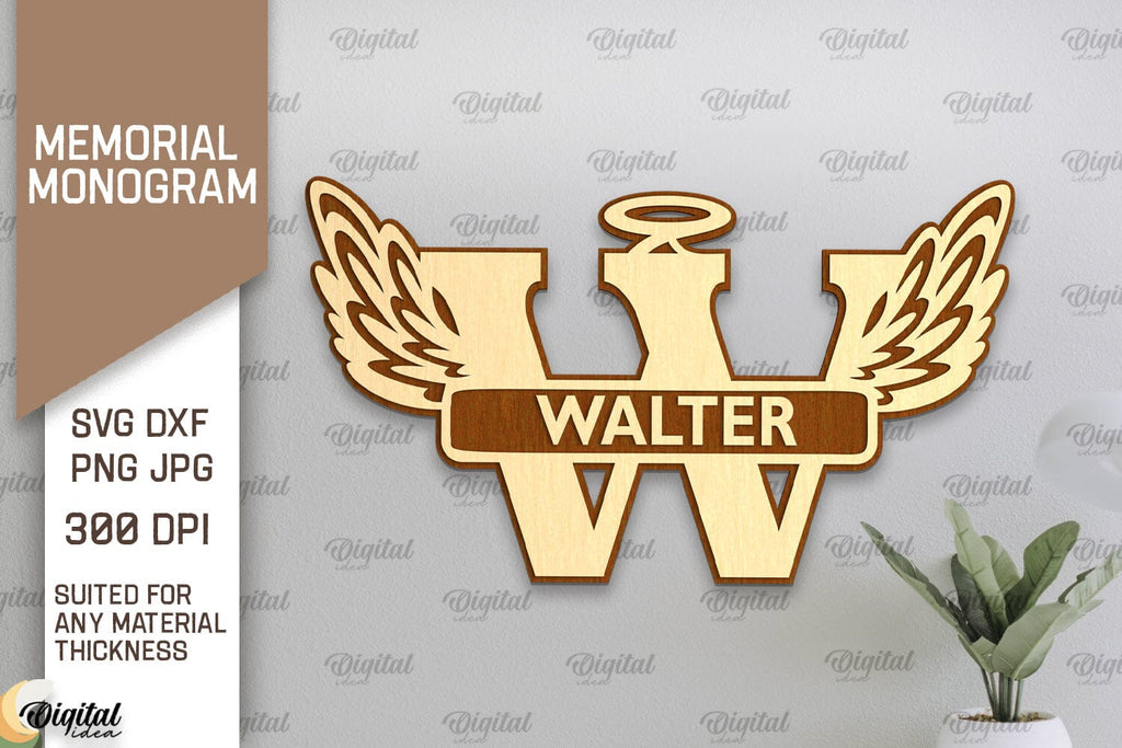 Memorial Split Letter Name Monogram Laser Cut. Letter W SVG - So Fontsy