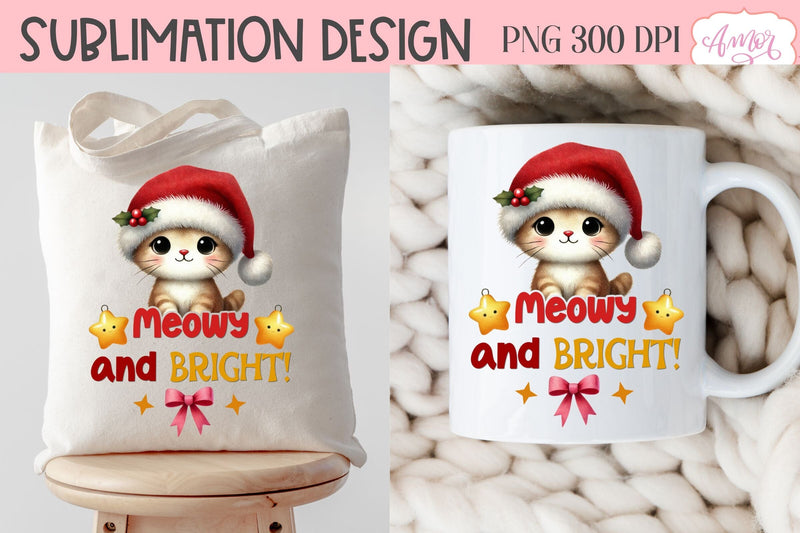 Meowy and bright PNG | Cute Christmas cat PNG - So Fontsy