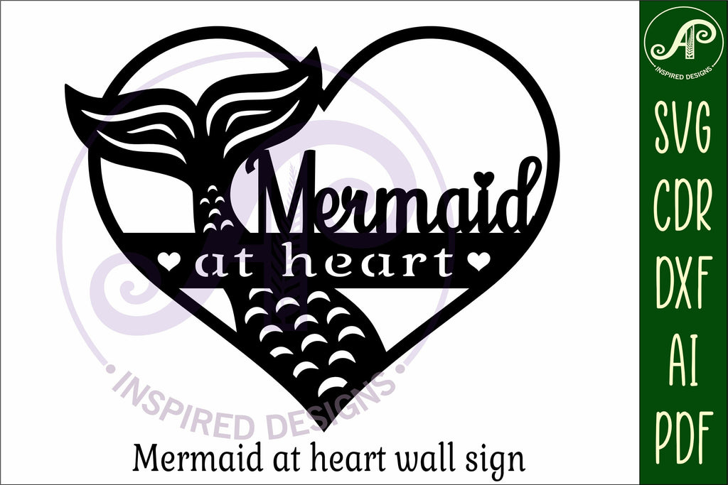 Mermaid at heart wall art sign, SVG file - So Fontsy