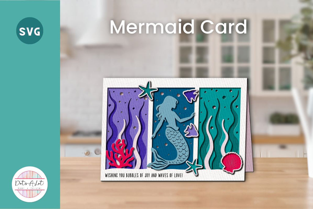 Mermaid Card 3D Layered SVG Cut File - So Fontsy