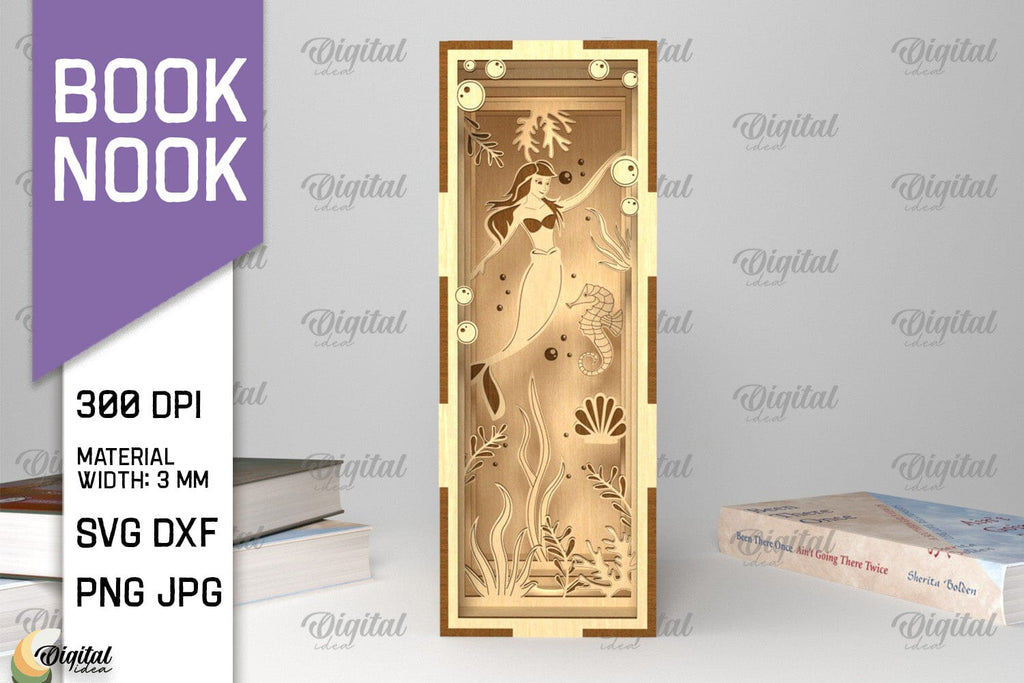 Mermaid SVG. Magic Book Nook Laser Cut. 3D Layared Book Nook - So Fontsy