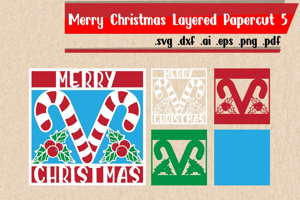 Merry Christmas Papercut Layered 5 - So Fontsy