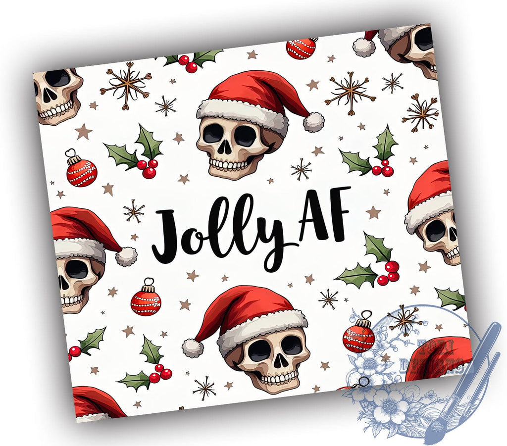 Merry Christmas Tumbler, Jolly AF, Skull Design, Holiday Sublimation ...